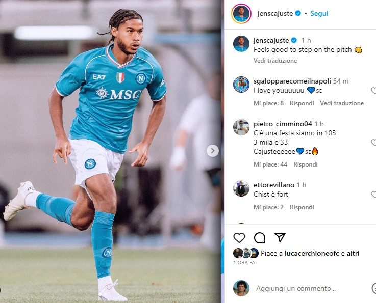 Cajuste felice dopo la prima partita con il Napoli: la frase scelta e ...