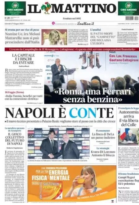 PRIMA PAGINA IL MATTINO - Napoli è Conte. Kvara-Di Lorenzo, Antonio li ...
