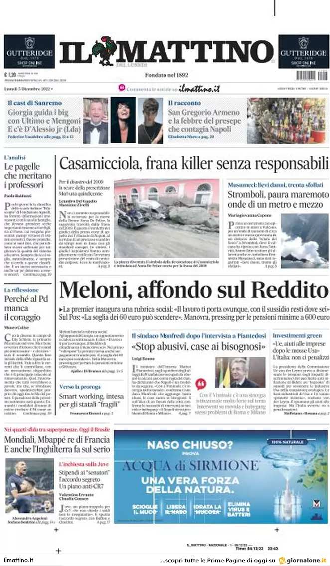 PRIMA PAGINA MATTINO - Stipendi ai senatori, l'accordo segreto. Un ...