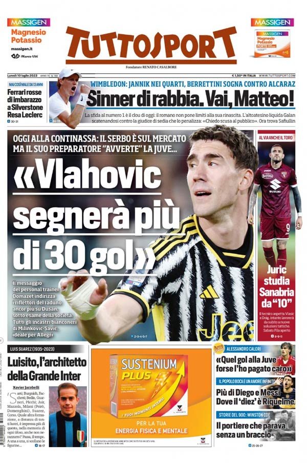 PRIMA PAGINA TUTTOSPORT - "Vlahovic segnerà più di 30 gol" - AreaNapoli.it