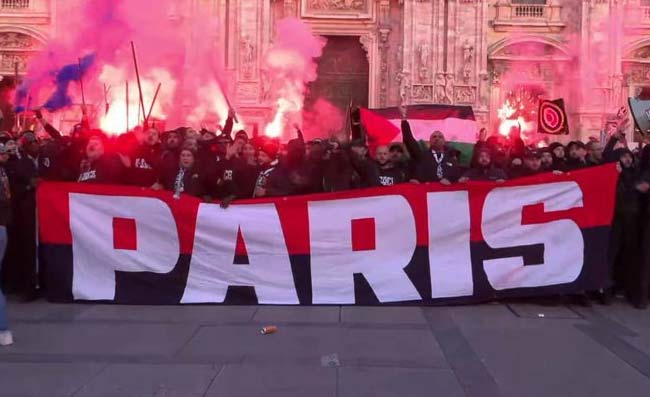 Tifosi PSG invadono piazza Duomo. Cori contro il Milan e anche "Forza ...